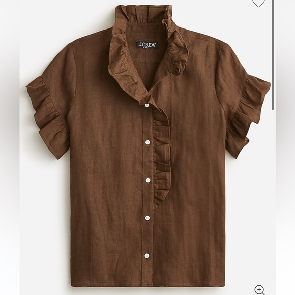 J. Crew | Tops | J Crew Shortsleeve Cottage Chocolate Brown Linen Top ...